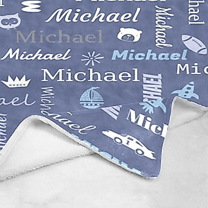 Eyesoul Personalized Baby Blanket for Boys,Newborn Swaddle Blanket with Name,Baby Boy Blankets,Custom Baby Gifts for Boys,Fleece Throw Blanket,Travel Blanket,Camping Blanket,Baby Blanket Unisex.60×80