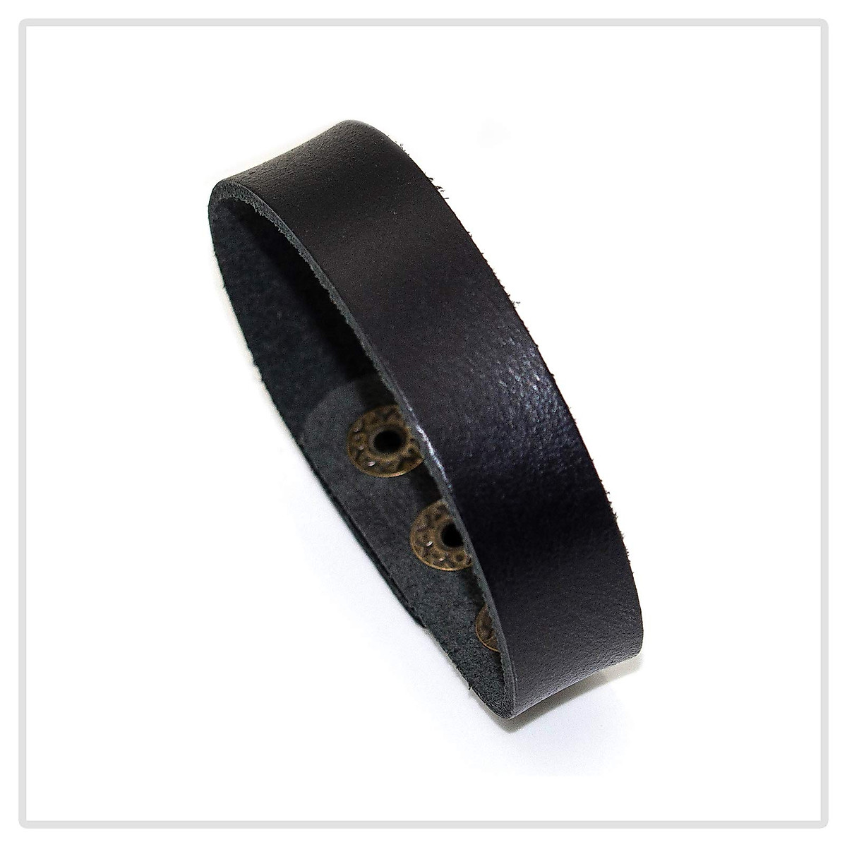 Mgutillart Punk Vintage Alloy Buckle Wristband Leather Cuff Bracelet(Black)