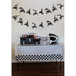 Motorcycle Theme Banner Garland Party Supplies for Man's or Boy's Birthday & Riding Party Room Wall Decorations