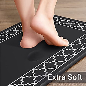 Mattitude Kitchen Mat [2 PCS] Cushioned Anti-Fatigue Kitchen Rug Non Slip Kitchen Mats and Rugs Waterproof Kitchen Rug Ergonomic Comfort Standing Mat for Kitchen, House, Floor, Sink, Office (Black)