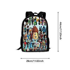 CNLAUKY Gamer Backpack 17 Inch, Anime Backpack Large Capacity Travel Backpacks Light Schoolbag for Boys Girls Camping Hiking (Blue)