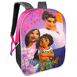 Disney Encanto Backpack with Lunch Box for Girls - Bundle with 16” Encanto Backpack, Encanto Lunch Bag, Water Pouch, Stickers, More (Encanto School Backpack)