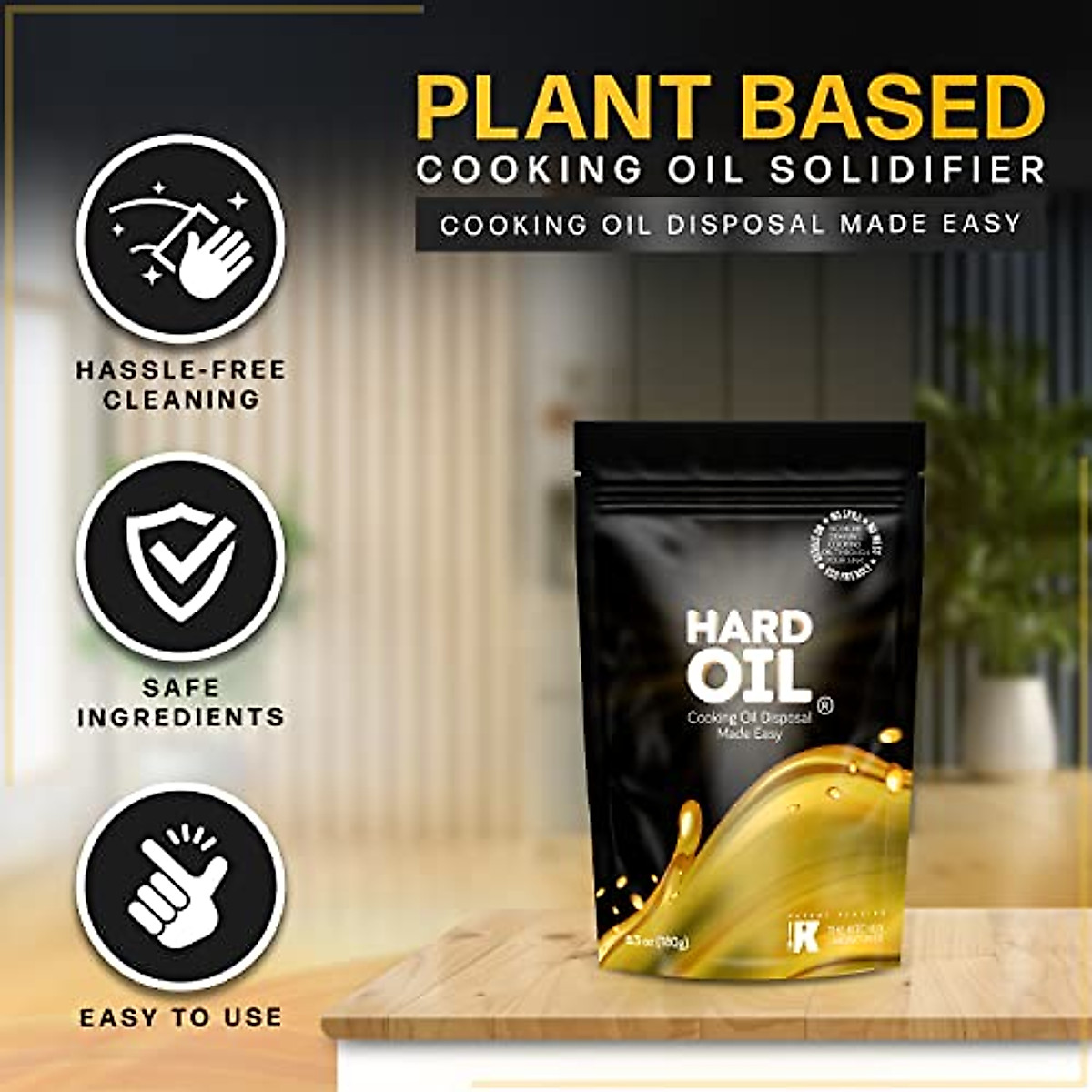HARD OIL Solidifies Up to 18 Cups of Cooking Oil Patent-Pending Cooking Oil Solidifier Hardener Powder