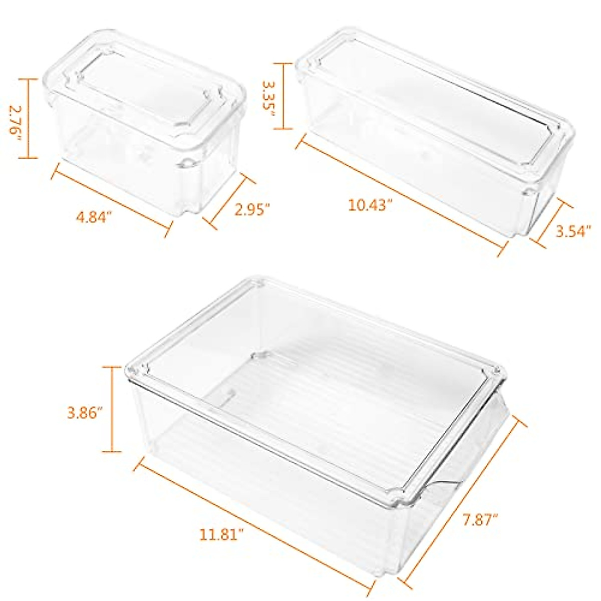 Modern-Depo 7 PCS Refrigerator Organizer Bins with Lids Food Containers with Various Size Stackable Storage Bins for Fridge, Countertop, Cabinets & Pantry