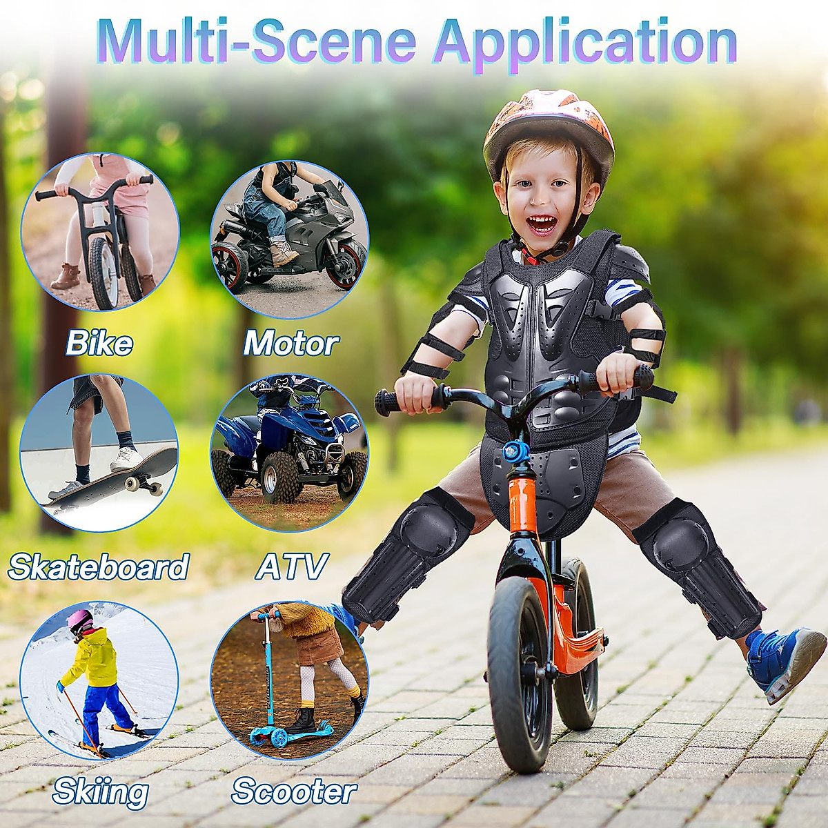 StarknightMT Upgraded Kids Motorcycle Armor Suit Teen Dirt Bike Gear Riding Protective Set for Cycling, Skateboarding, Skiing, Skating, Off-Road (Black)