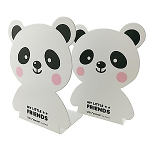 Winterworm Cartoon Cute Lovely Panda Bear Pattern Nonskid Heavy Metal Office Desk Bookends for Kids Children (White)