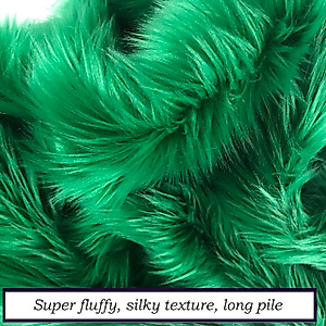 Bianna Emerald Kelly Green Faux Fur Fabric, by The Yard, American Seller, Luxury Shag Shaggy Material for Crafting, Sewing, Costumes, Fursuits, Home Decor (12x12 inches)