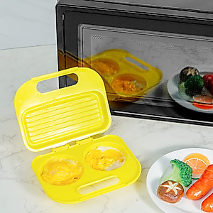JANKOW Egg poacher, Microwave in Minutes, BPA Free for Quick and Healthy Breakfast, Microwave Egg Cooker, Microwave Maker for 2 Eggs, Dishwasher safe(yellow)