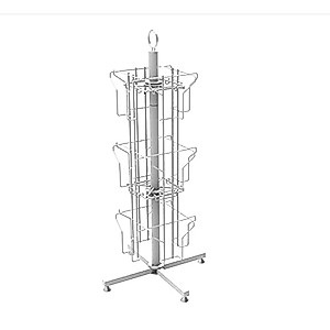 11702-white FixtureDisplays 14 X 14 X 30" 12 Vertical Pockets Spinning Greeting/Post Card Rack 11702-WHITE