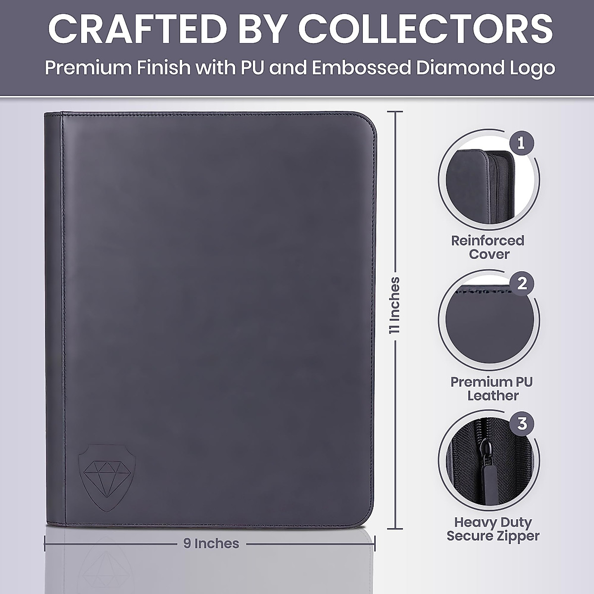 Kuson Premium 4 Pocket Mini TopLoader Binder | Holds 96 3”x4” Toploaders Hard Cases | Long Term Storage | Side Load Sleeves | FaB/MTG/TCG | Trading & Sports Holder | No Ring with Zipper Toploader