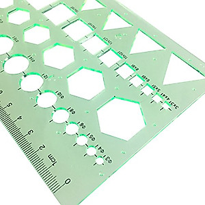 2PCS Plastic Green Measuring Templates Geometric Rulers for Office and School, Building formwork, Drawings templates