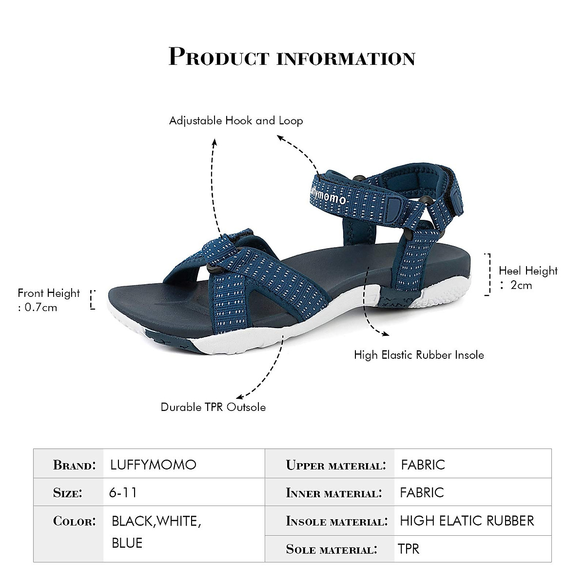 Luffymomo Womens Hiking Sandals Walking Sport Athtletic Webbing Sandals(8 M US Blue)