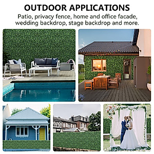 Yuego 12 Packs Grass Wall Boxwood Panels, 24" x 16" Artificial Green Topiary Hedge Plants for Privacy Fence Screen Sun Protected, Greenery Walls Backdrop for Indoor, Outdoor, Garden, Backyard Decor