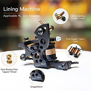 Dragonhawk Traditional Pro Complete Tattoo Kit - Two Machines Gun Easy Use Color Ink Power Supplies Disposable Needles Grips Great for Beginners & Starter Tattoo Aritsts 11-85