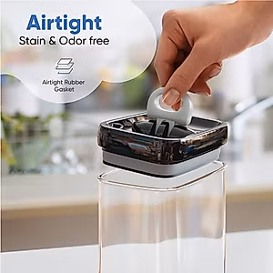 Chef's Path Airtight Food Storage Containers with Improved Lids, Set of 6, 1L Kitchen and Pantry Canisters for Coffee, Spices, and Dry Food, Includes Labels and Marker - Transparent, All Same Size
