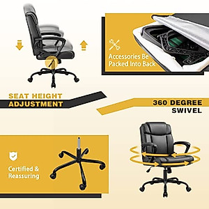 Furmax Mid Back Office Chair Computer Chair PU Leather Executive Desk Chair Swivel Chair with Padded Arms Back Support Weight Bearing
