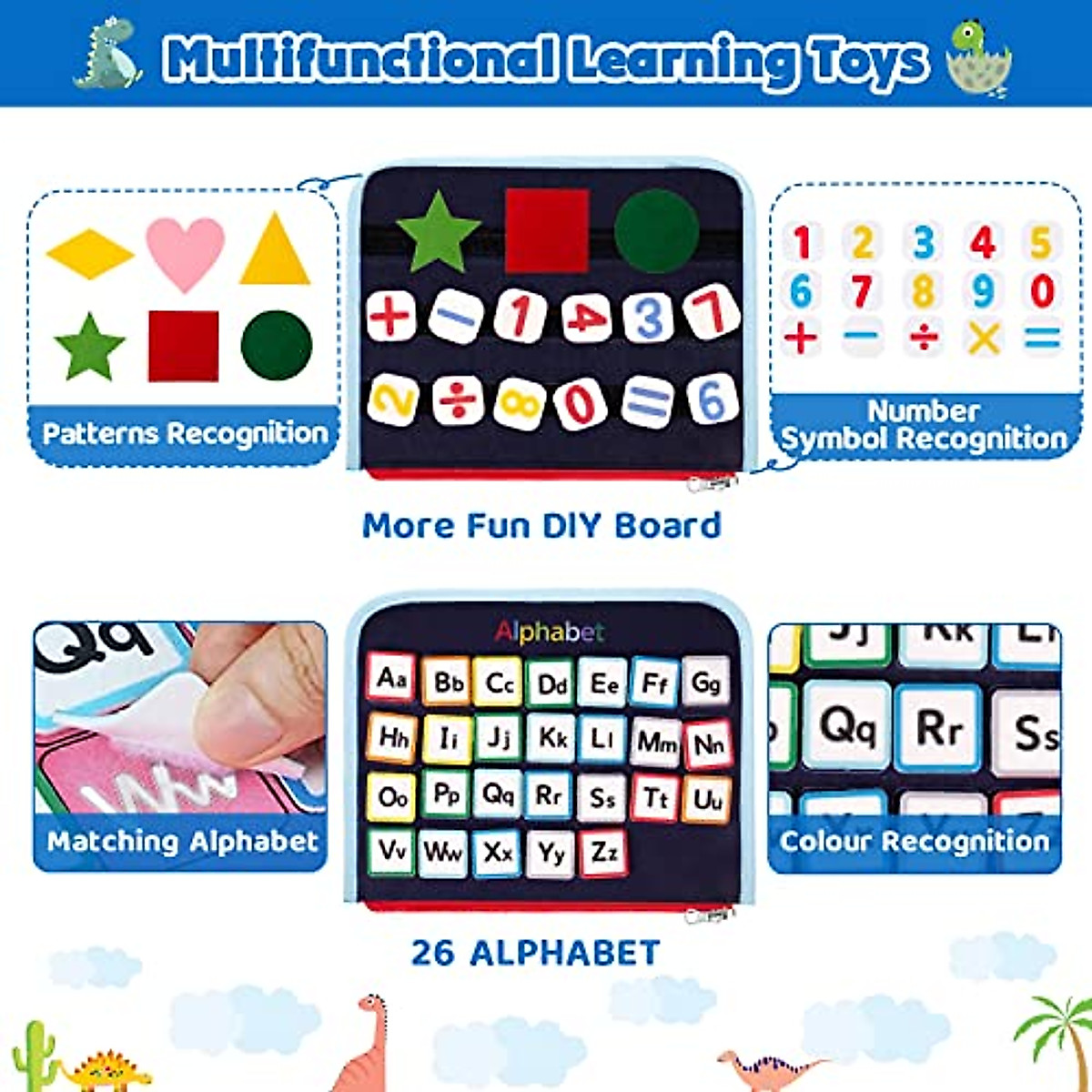 HONGDDY Busy Board, 20 in 1 Montessori Toys for Toddler, Sensory Board with Extra DIY Page for Learning Fine Motor Skills and Travel, Preschool Educational Learning Toys Gift for Boys Girls