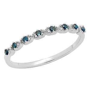 Dazzlingrock Collection 0.08 ctw Round Blue Diamond Wedding Band for Women in 925 Sterling Silver Size 7