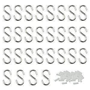 Hamineler 28 Pack 1.9 Inch Long 4mm Thickness 304 Stainless Steel S Shaped Hooks S Metal Hooks for Kitchen Spoon Pot,Work Shop, Bathroom, Garden Multiple