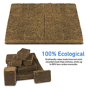EasyGo Product Eco Cubes Fire Starter Squares Great Lighter for Chimney, Charcoal Grill, Fireplace, Campfire, Pellet Stove, Wood Stove - Qty 72