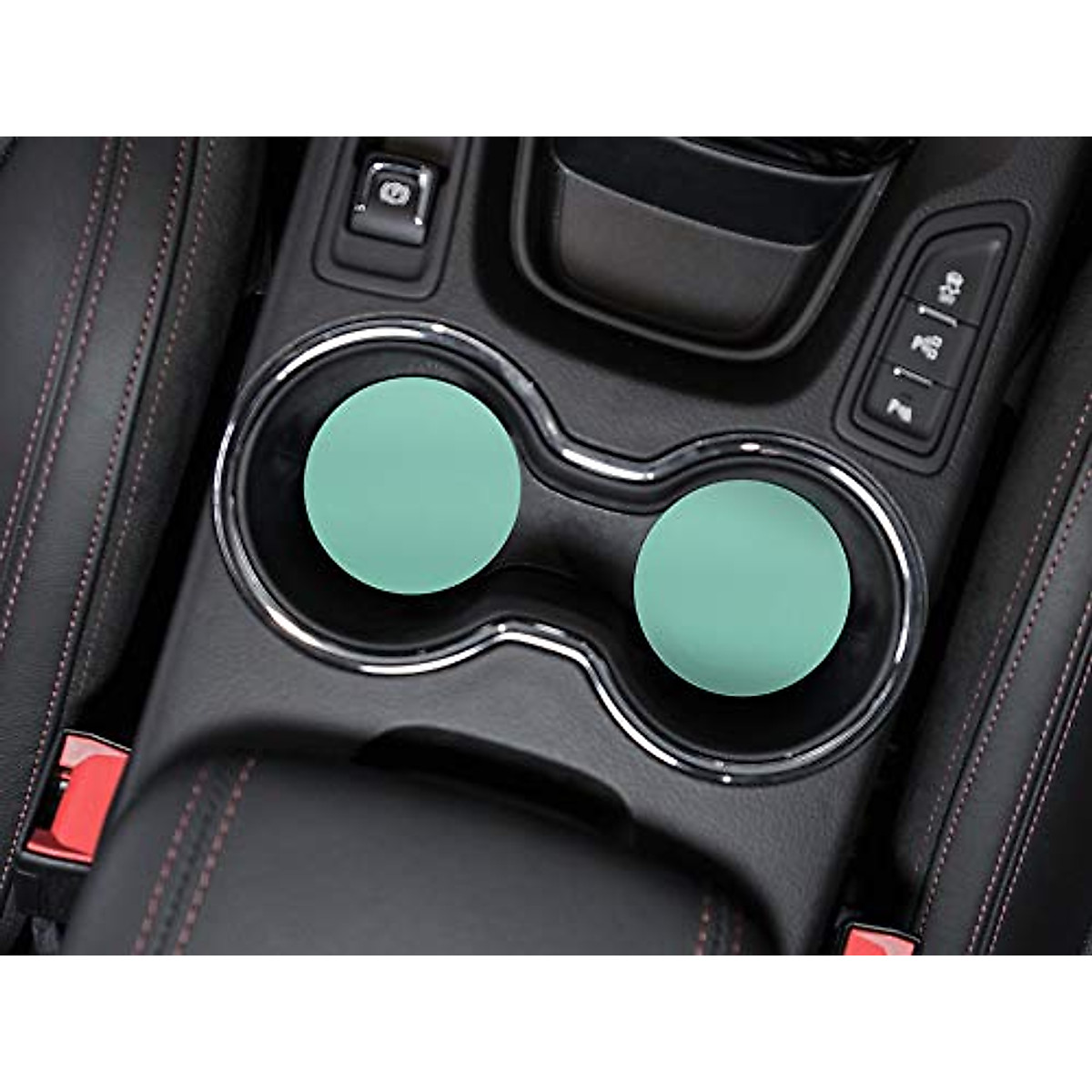 CARIBOU Coasters , Solid Mint Green Design Absorbent ROUND Fabric Felt Neoprene Car Coasters for Drinks, 2pcs Set