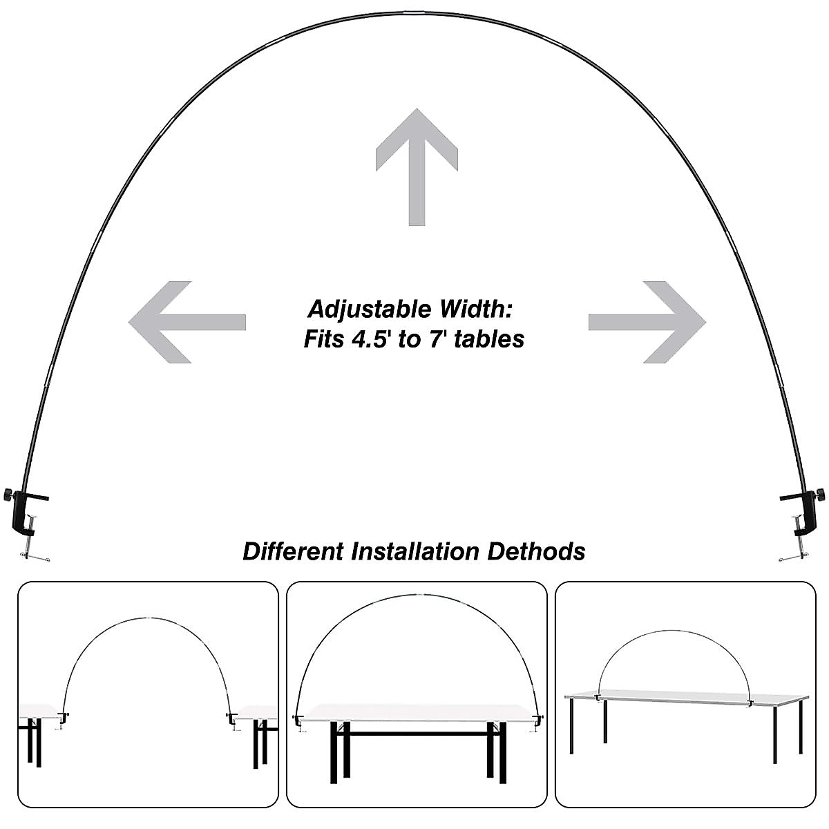 RUBFAC 12ft Balloon Arch Stand, Black Table Balloon Arch Kit Balloon Arch Frame with Metal Clips Table Balloon Garland Decorations of Birthday Party Baby Shower and Festival Decoration
