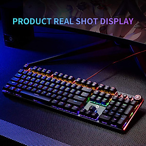 NINGMEI GK32 Mechanical Gaming Keyboard, USB Wired Programmable Keyboard Customizable Backlit RGB LED, 108 Keys Programmable Macro Functionality Anti-ghosting Mechanical Cushioned for PC MacBook pro