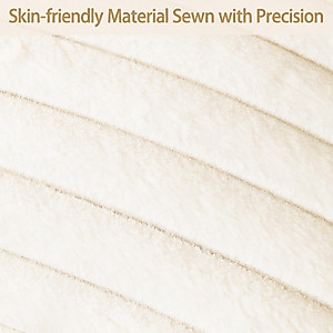 Volcanics Pack of 1 Double-Sided Faux Fur Plush Decorative Throw Pillow Covers 18x18 Inches Soft Fluffy Striped Couch Pillow Cases, Cream White