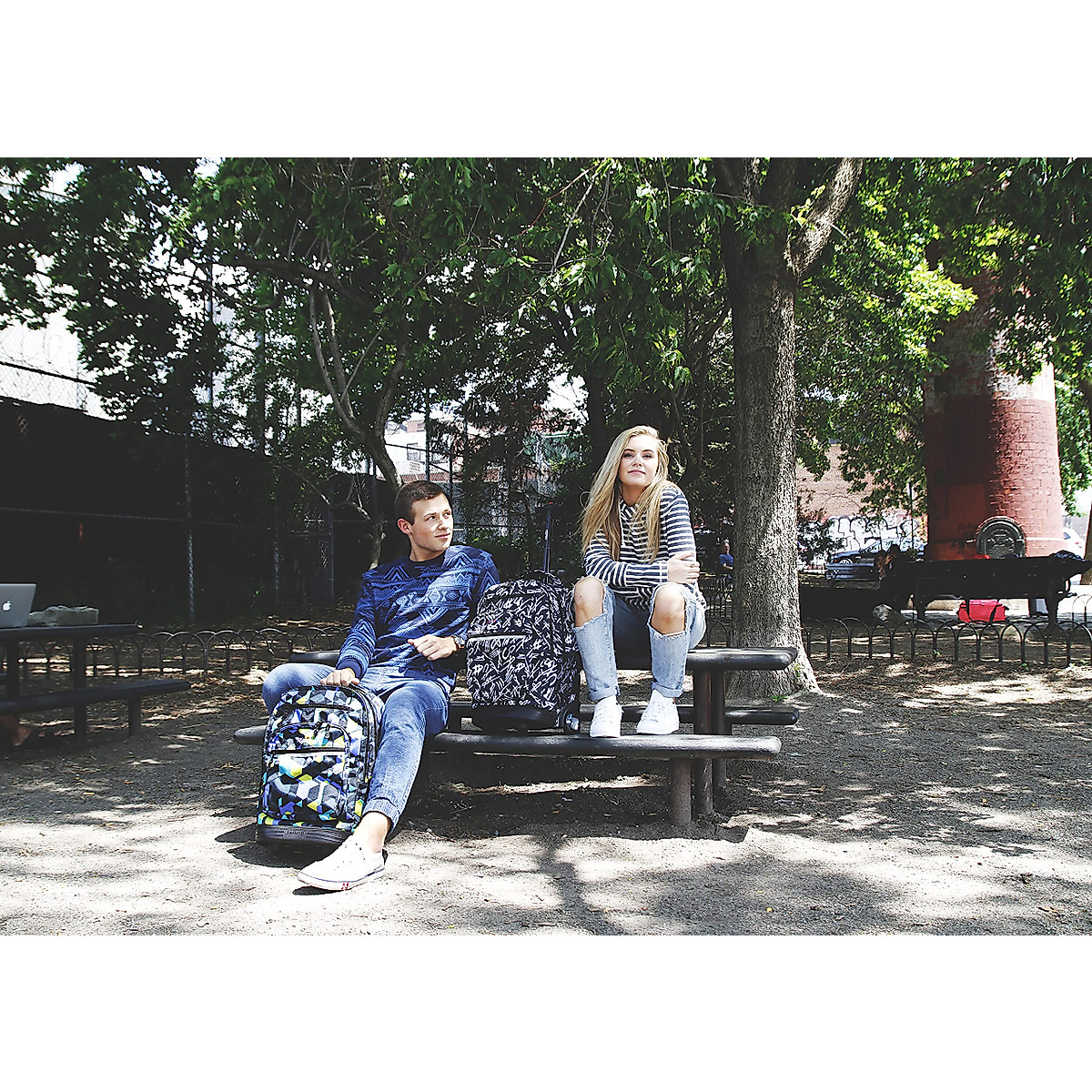 J World New York Sundance Rolling Backpack Girl Boy Roller Bookbag, Houndstooth, 20 Inch