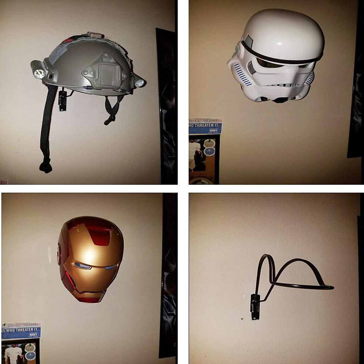 Metal Wall Hooks Helmet Rack – Heavy Duty Wall Mounted Entryway Organizer Hanger for Equestrian Helmet, Motorcycle Helmet，Hats, Caps - Sturdy & Decorative Solution to Storage Or Display - （NO Helmet ）