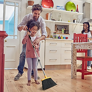 Nawati 54 inch Kitchen Broom, Stiff Bristle Broom for Indoor Outdoor Cleaning, Large Angle Household Brooms for Home Patio Garden Garage Pet Hair Sweeping-Yellow