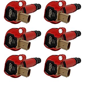 82576 MSD Ignition Coil - Ford EcoBoost - 3.5L V6-3-Pin Connector - Red - 6-Pack