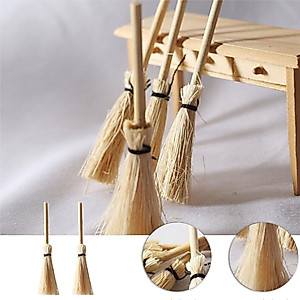 10Pcs Mini Broom Straw Craft Decoration Miniature Witch Broom Decoration Dollhouse Mini Room Scenery Accessory