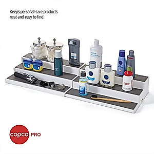 Copco Pro Expandable 3-Tier Cabinet Organizer, 14.8 x 9.7 x 3.5 Inch, White and Charcoal Gray