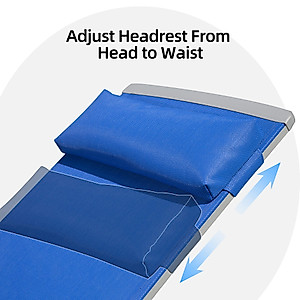 Domi Patio Chaise Lounge Set, Aluminum Pool Lounge Chairs with 5 Adjustable Position, Breathable Textilene Fabric, Sunbathing Pool Chairs with Headrest and Side Table, Blue