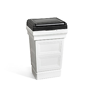 Step2 Atherton Large Garbage Container, Indoor/Outdoor Durable & Stylish Trash Can with Lid, Weather-Resistant, Classic White
