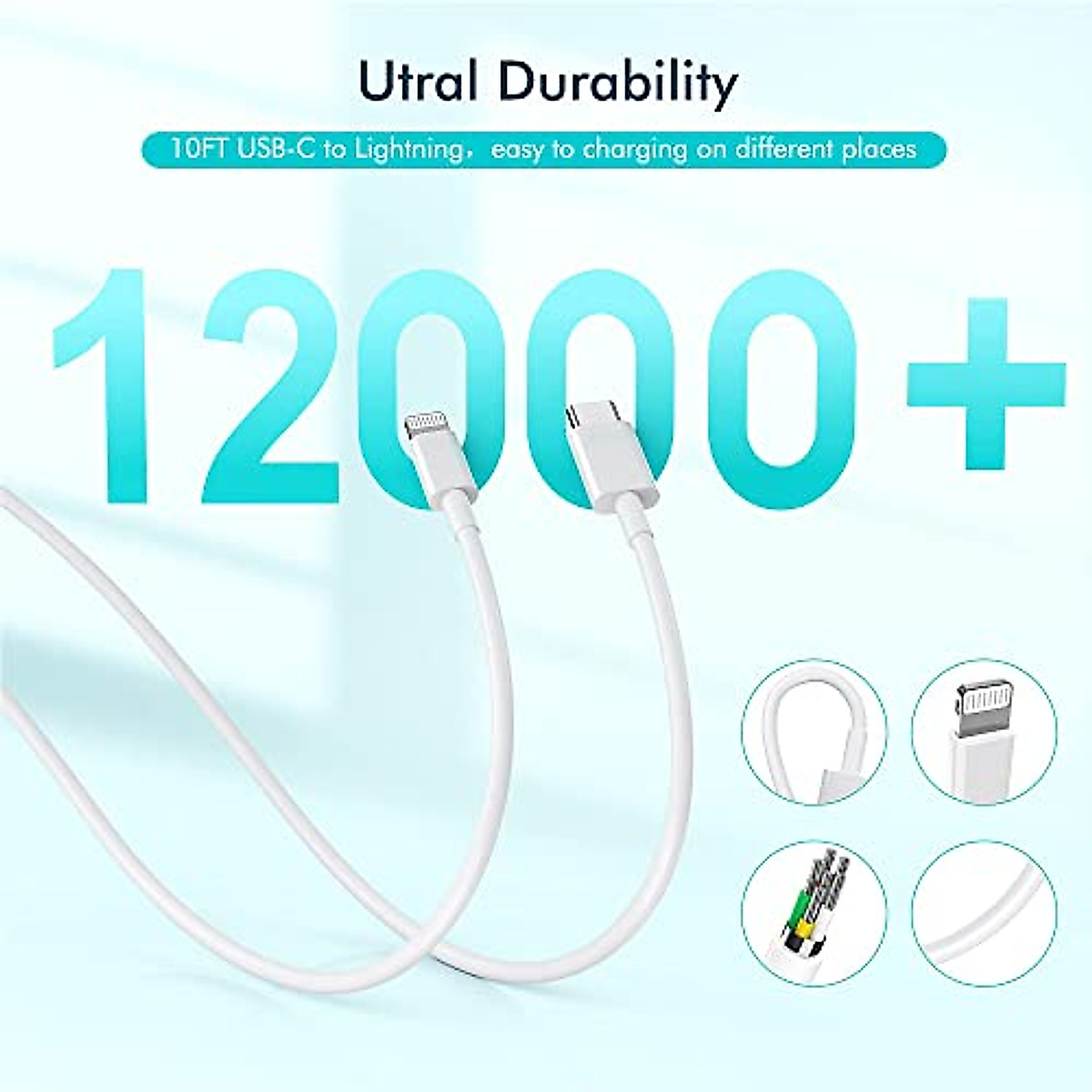 iPhone Fast Charger, USB C Fast Charger 20W PD Fast Adapter Type C Power Wall Charger with Cable Compatible iPhone 14/14 Pro Max/13/13Pro/12/12 Mini/12 Pro/12 Pro Max/11/11 Pro Max/Xs Max/XR/X,iPad