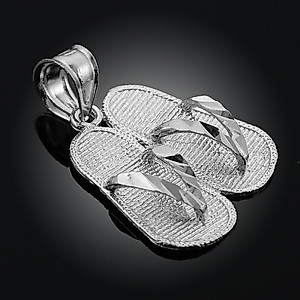 925 Sterling Silver 3d Flip Flops Summer Charm Sandal Pendant