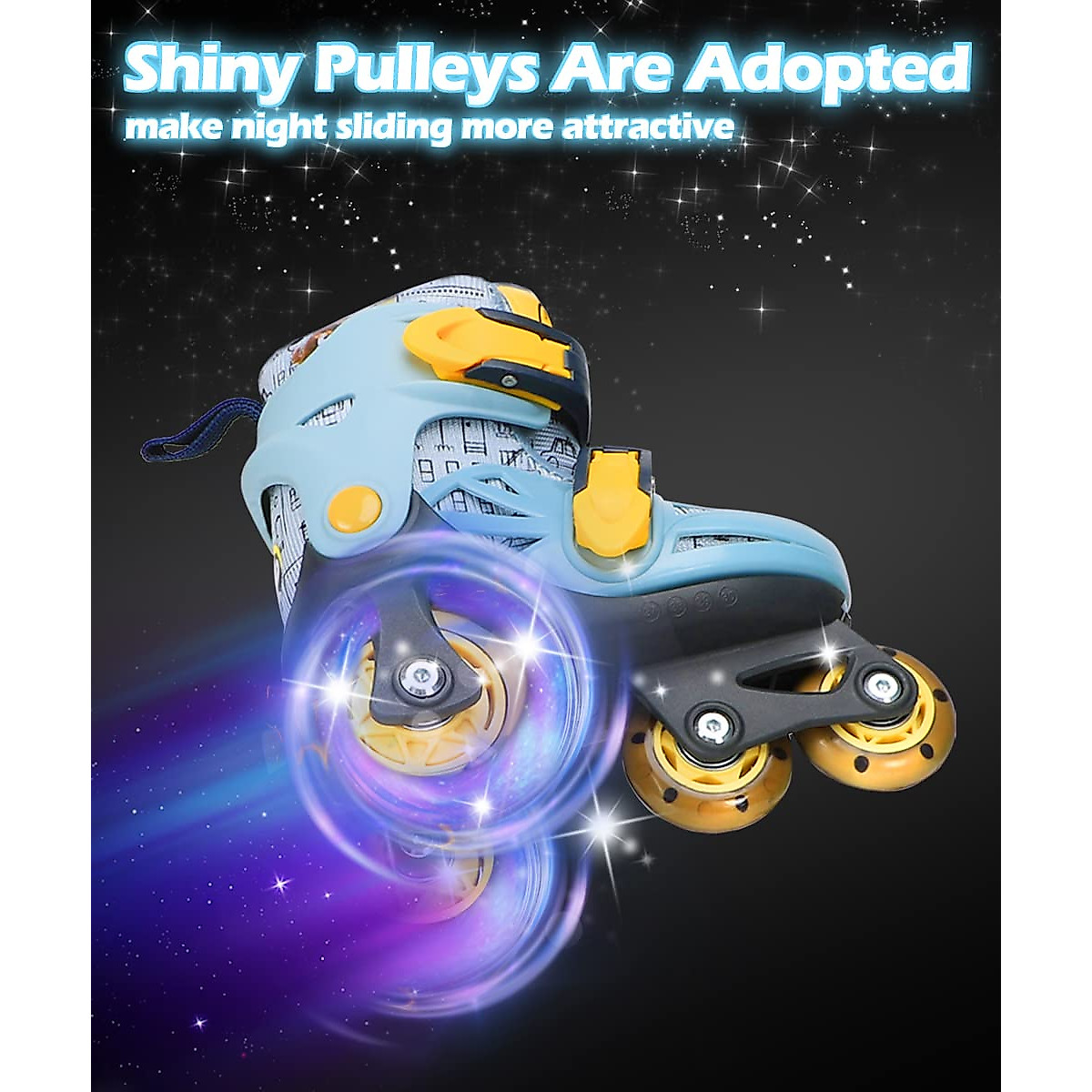 Kids Quad Roller Skate,Roller Skates for Girls Boys,with Adjustable Size&Double Brakes&Luminous Wheels&Protective Gear,3-Point Balance Roller Shoes for Beginners,for Indoor Outdoor