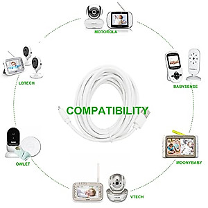 PDEEY Baby Monitor Cord, Replacement for LBTech, Owlet, Infant Optics, eufy, Moonybaby, VAVA - Micro USB Charger Cable 13 ft