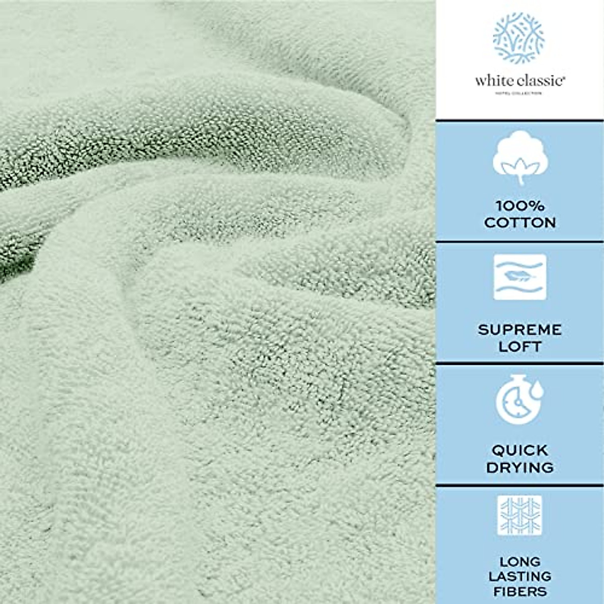 White Classic Luxury Bath Sheet | 2 Pack Luxury Bath Mat | 2 Pack Bundle (Green)