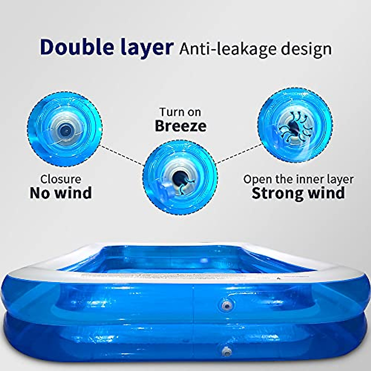 Inflatable Swimming Pool-Electric Pump Include 120" X 72" X 22" Family Full-Sized Inflatable Pool for Kids&Adults for Ages 3+ Blow up Lounge Pool Above Ground, Outdoor, Garden, Backyard