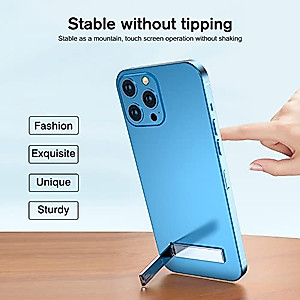 Wansurs [2 Pack] Mini Phone Kickstand Ultra-Thin Silver Cell Phone Stick Stand, Folding Invisible Portable Metal Cell Phone Stand Holder for Desk