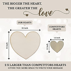 Jecor Alternative Guest Book Box - Wedding Guest Book Alternative - 62 Large Wooden Hearts - Also for Baby Shower, Bridal Shower, Anniversary, Birthday, Retirement, Funeral Guest Book Alternatives