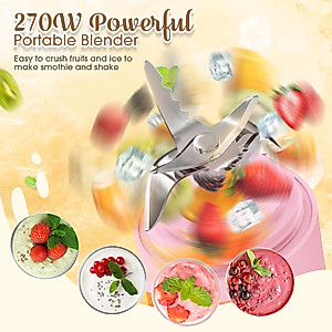 2 Pack Portable Blender, Personal Blender for Shakes and Smoothies, 20 Oz Mini Smoothies Blender to Go, USB Rechargeable Blender Cup with Travel Lid for Home, Office, Trave