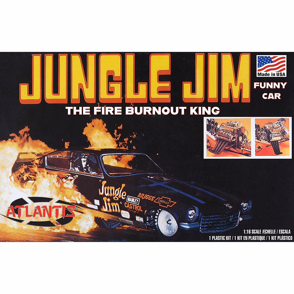 Atlantis AMCH1486 1/16 Jungle Jim Vega Funny Car Model kit, Multicoloured