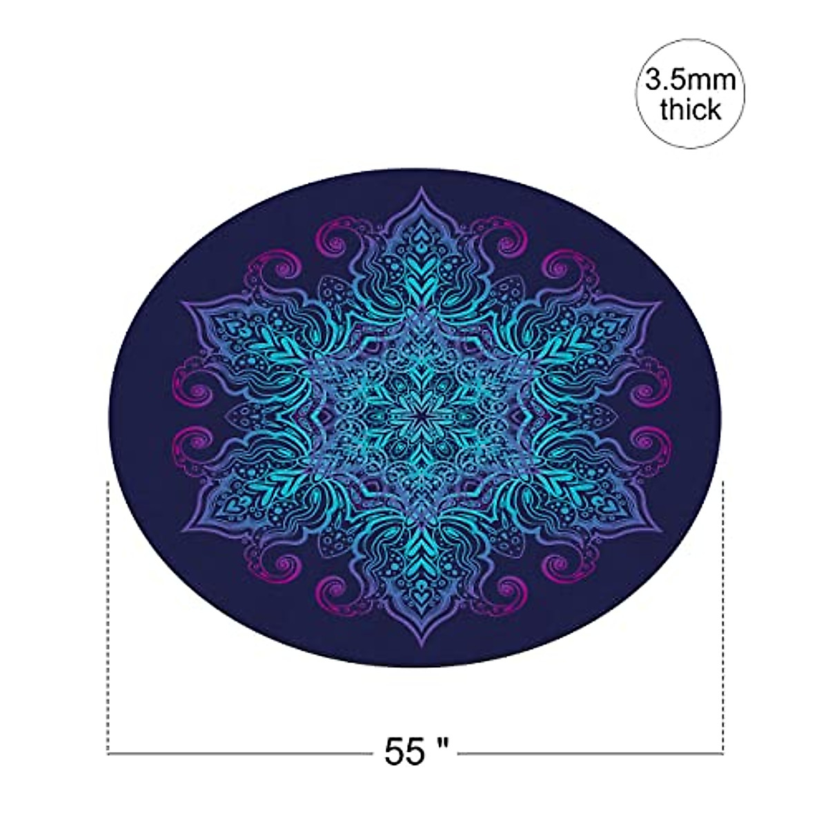 Keolorn Round Meditation Pilates Yoga Mat Luxury Suede Large Yoga Mat Natural Rubber Non-Slip Base is ery Suitable for Meditation, Stretching, Fitness Exercise, Home and Outdoor. 140CM Diameter