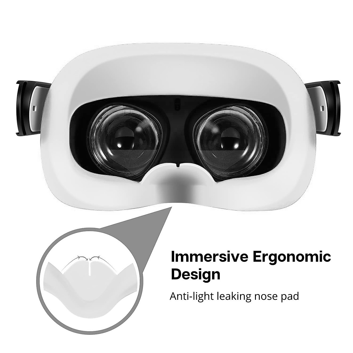 TNP Silicone Cover Set for Oculus Quest 2 Meta Quest 2 Controller Protector White 3 in 1 Silicone VR Face Cover, Protective Lens Cover, VR Headset Skin Shell Accessories for Oculus Quest 2