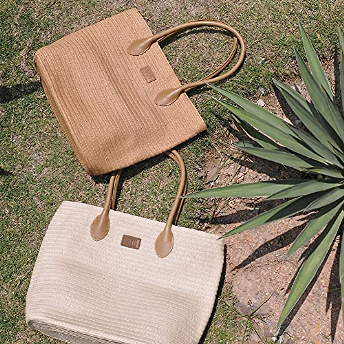 Straw Rattan Women Tote Summer Beach Shoulder Handbag Medium Size 17.8''x12.6"x5.1"