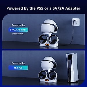 NexiGo Controller Charging Station for PSVR2, Dual Fast Charger Dock with LED Light, Headset Display Stand and Controller Mount, Magnetic Connector, USB to Type-C Cable, White